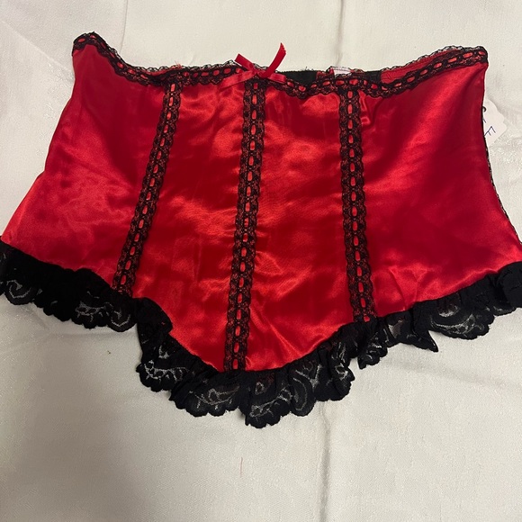 glydons | Intimates & Sleepwear | Waist Corset In Red Satin And Black ...